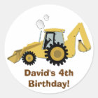 Construction Backhoe Birthday Favor Stickers | Zazzle.com