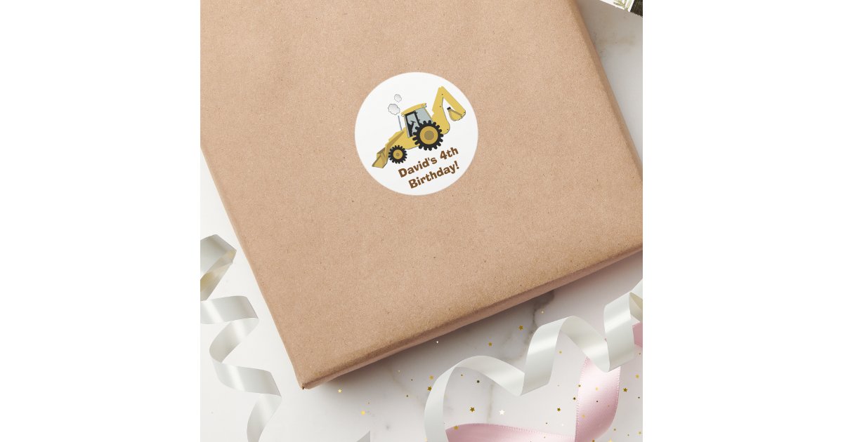 Fun Backhoe Construction Personalized Sticker | Zazzle