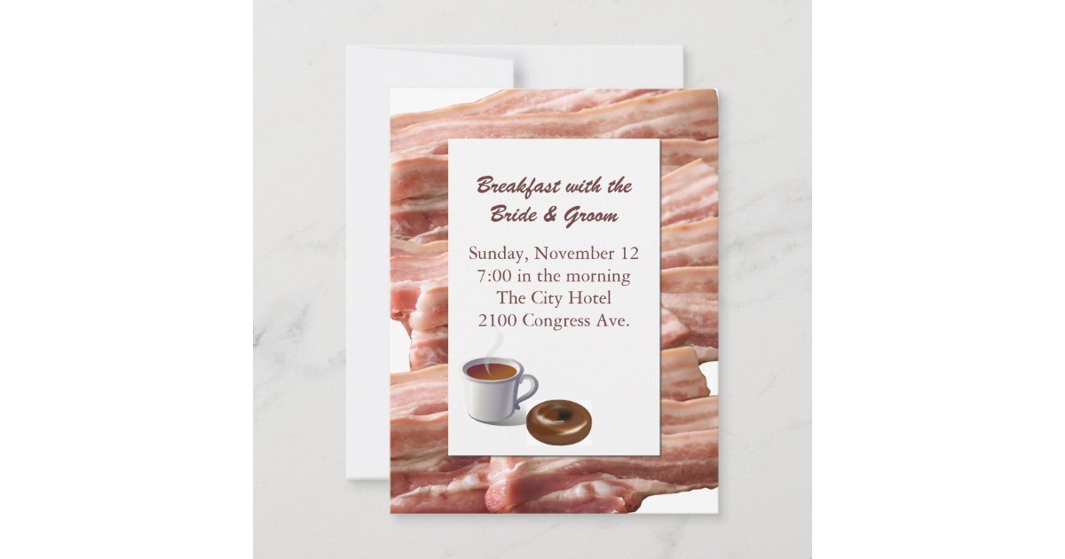 Fun Bacon Wedding Breakfast Invitation | Zazzle