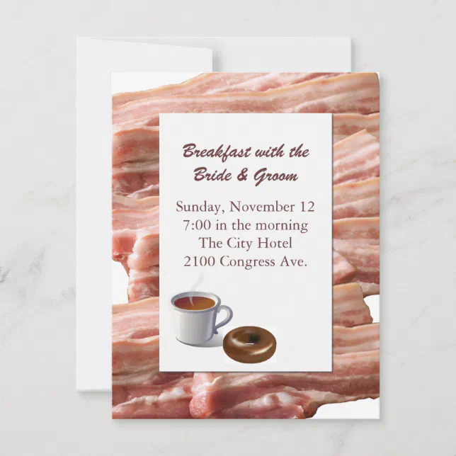 Fun Bacon Wedding Breakfast Invitation | Zazzle