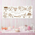 Fun Baking Cooking Utensils Woodgrain Cake Bakery Banner | Zazzle