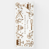 Fun Baking Cooking Utensils Woodgrain Cake Bakery Banner | Zazzle