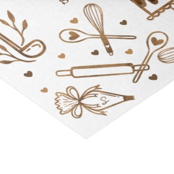 Fun Baking Cooking Utensils Woodgrain Cake Bakery Tissue Paper | Zazzle