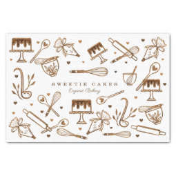 Fun Baking Cooking Utensils Woodgrain Cake Bakery Tissue Paper | Zazzle
