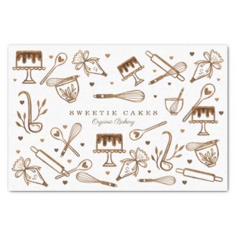 Fun Baking Cooking Utensils Woodgrain Cake Bakery Tissue Paper | Zazzle