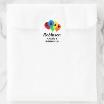 Fun Balloon Design Family Reunion Classic Round Sticker | Zazzle