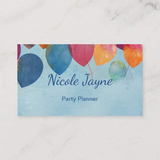 Fun Balloon Party or Event Planners Business Card | Zazzle