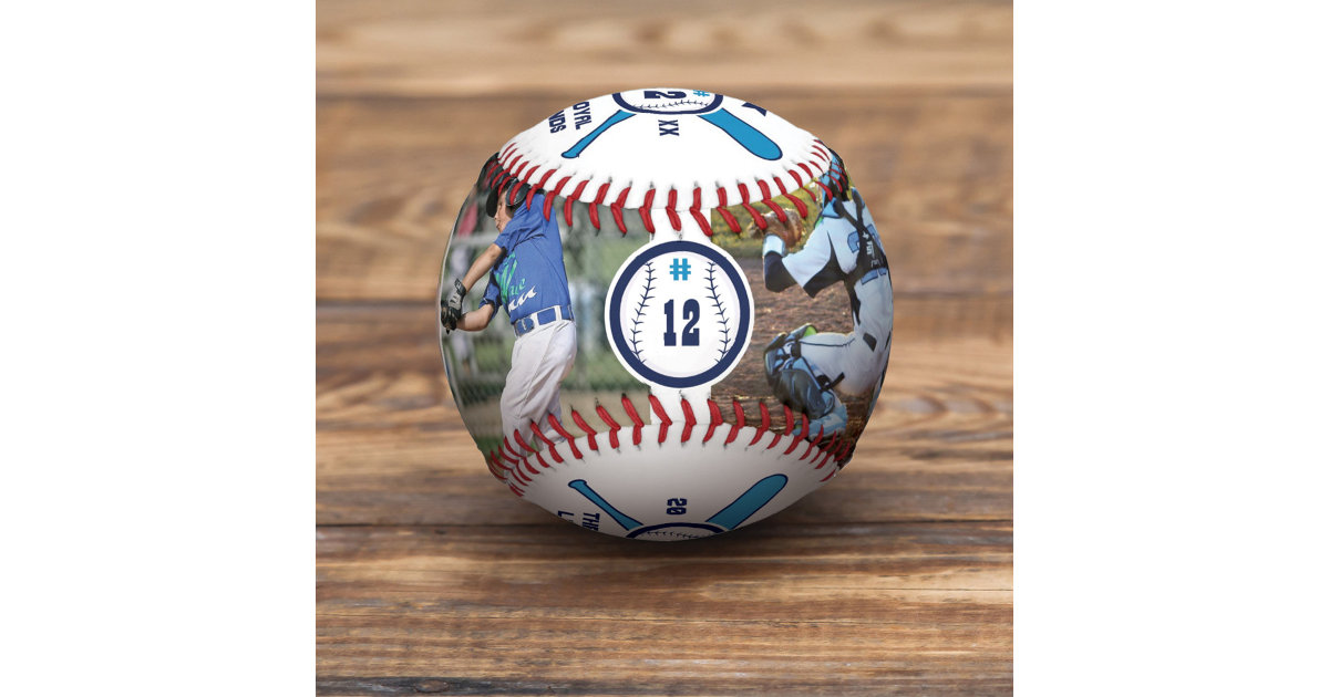 Fun Baseball Player Number & Name Photo Collage | Zazzle