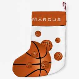 Fun Basketball Balls Orange Boy`s Name Kids Small Christmas Stocking ...