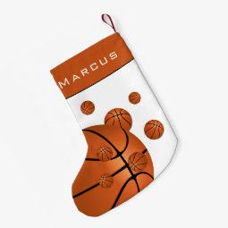 Fun Basketball Balls Orange Boy`s Name Kids Small Christmas Stocking ...