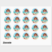 Fun beach kid scene classic round sticker | Zazzle
