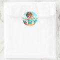 Fun beach scene kid classic round sticker | Zazzle