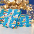 Fun beach surfing Christmas Santa wrap party Wrapping Paper | Zazzle