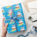 Fun beach surfing Christmas Santa wrap party Wrapping Paper | Zazzle