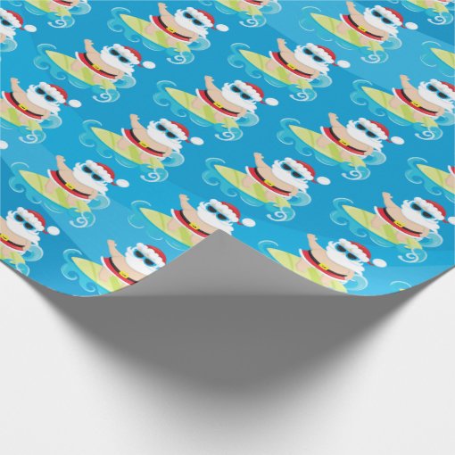 Fun beach surfing Christmas Santa wrap party Wrapping Paper | Zazzle