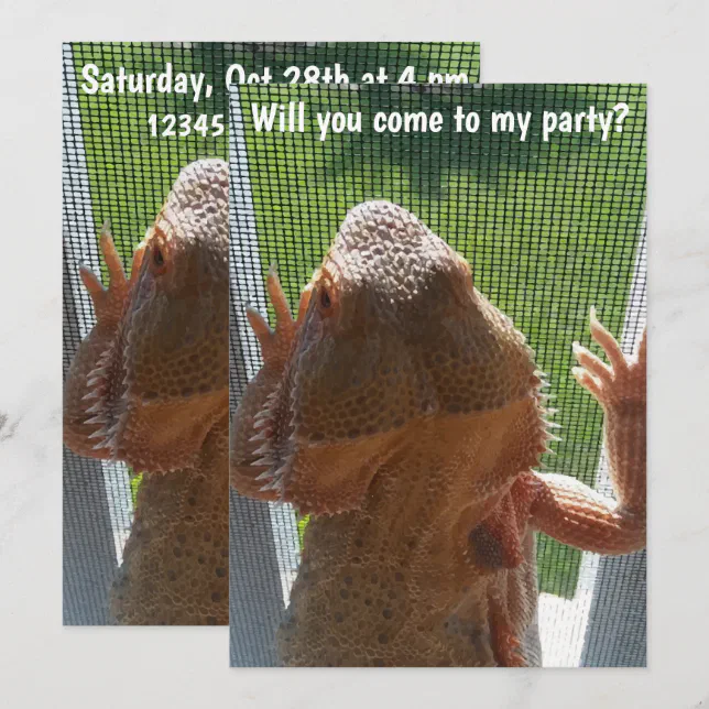 Fun Bearded Dragon Birthday Party Invitation | Zazzle