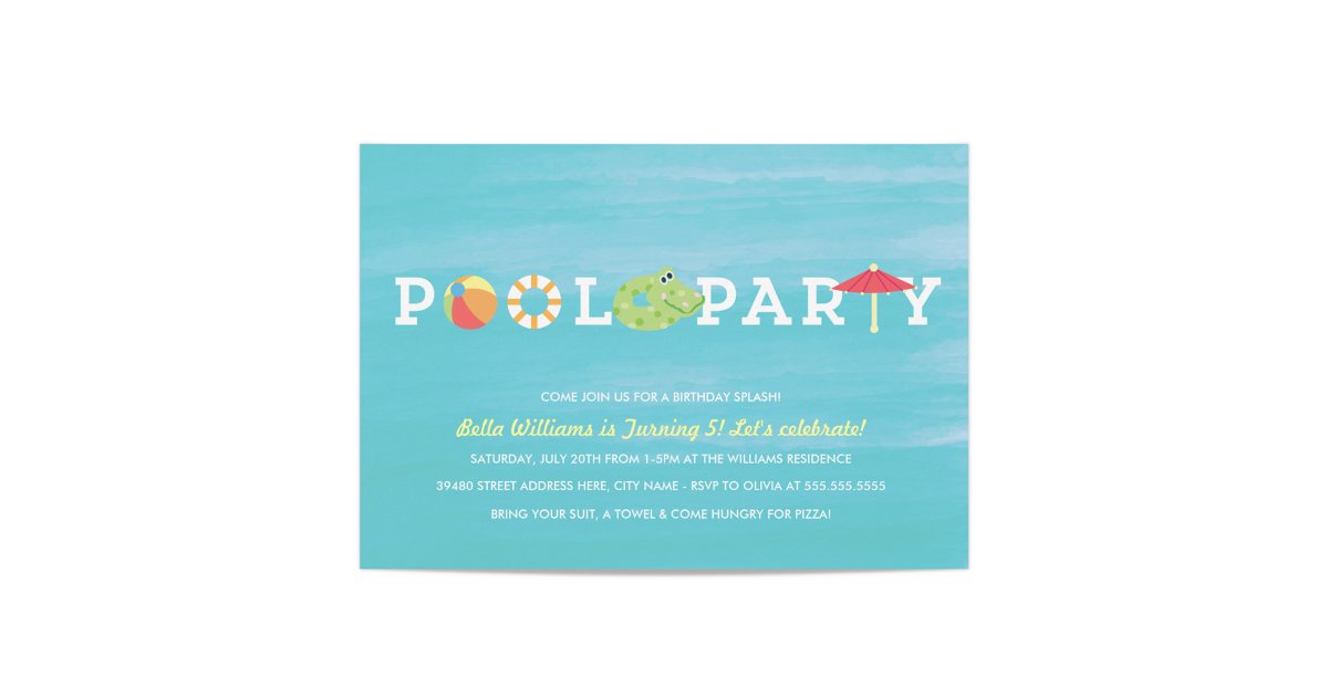 Fun Birthday Pool Party Invitation | Zazzle