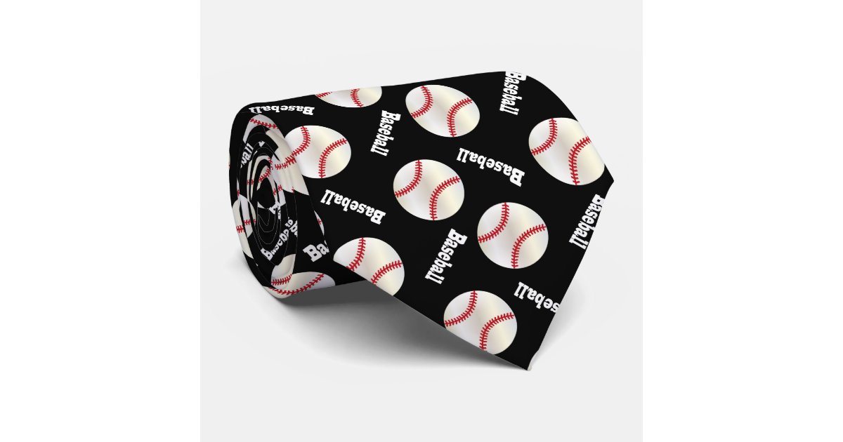 Fun Black Baseball Pattern Tie | Zazzle