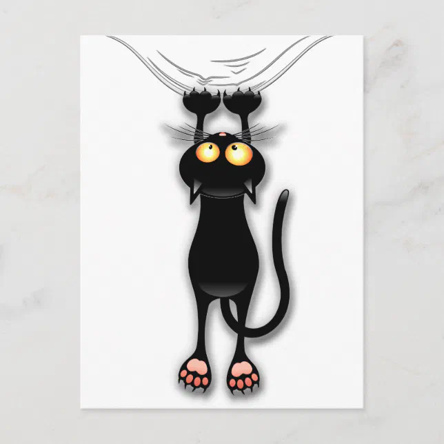 Fun Black Cat Falling Down Postcard | Zazzle
