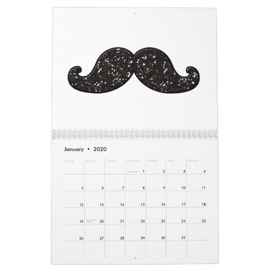 FUN BLACK GLITTER MUSTACHE CALENDAR | Zazzle.com