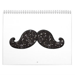 FUN BLACK GLITTER MUSTACHE CALENDAR | Zazzle