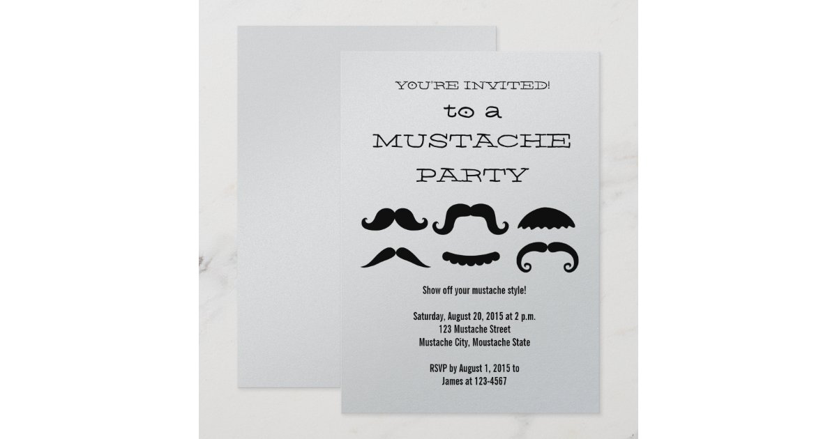 Fun Black Mustache Party Invitation | Zazzle