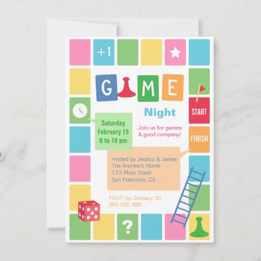 Fun Board Game Night Party Invitations | Zazzle