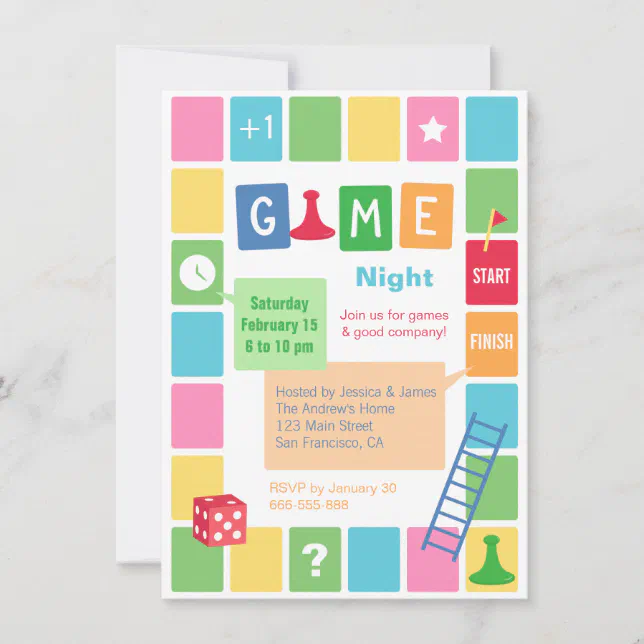 Fun Board Game Night Party Invitations | Zazzle