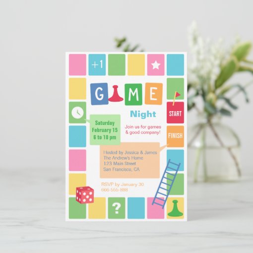 Fun Board Game Night Party Invitations | Zazzle
