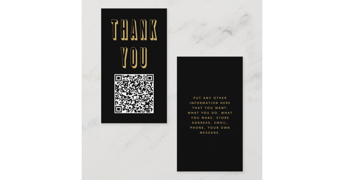 Fun bold thank you gold QR code Enclosure Card | Zazzle