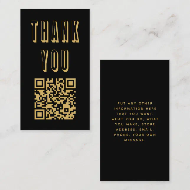 Fun bold thank you gold QR code Enclosure Card | Zazzle