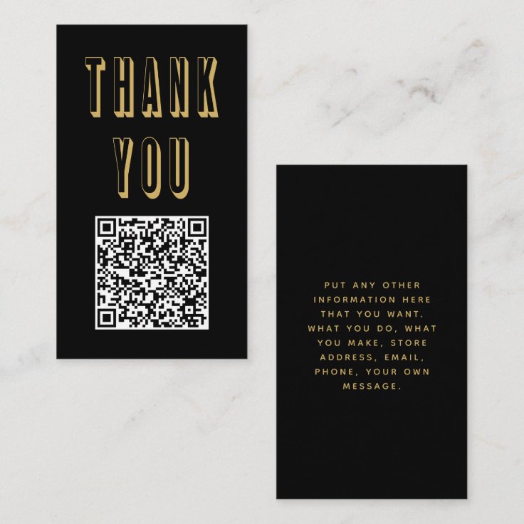 Fun bold thank you gold QR code Enclosure Card | Zazzle
