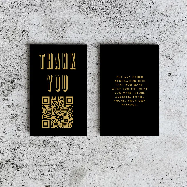 Fun bold thank you gold QR code Enclosure Card | Zazzle