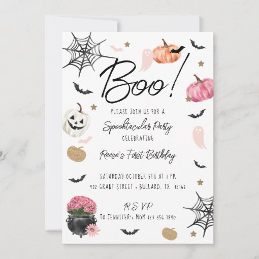 Fun Boo! Spooktacular Halloween Birthday Party Invitation | Zazzle