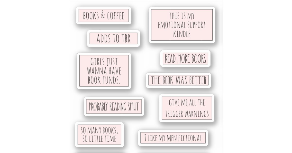Fun Bookish Quotes Book Lover Pink Sticker Pack | Zazzle