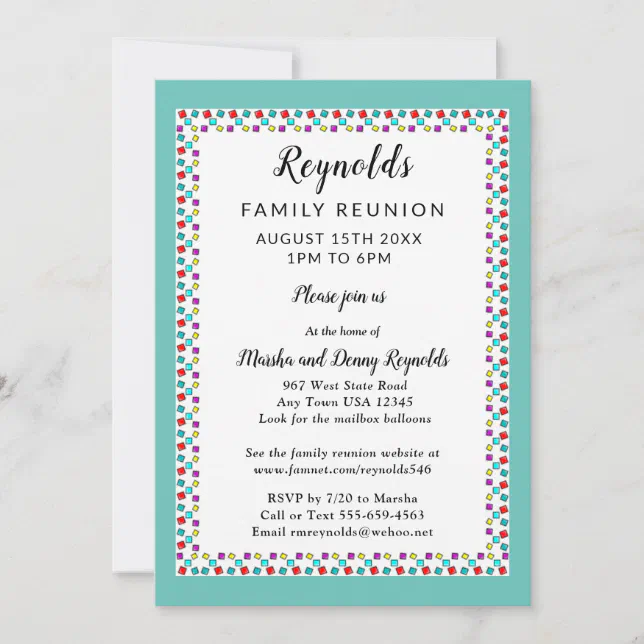 Fun Border Family Reunion or Party Invitation | Zazzle
