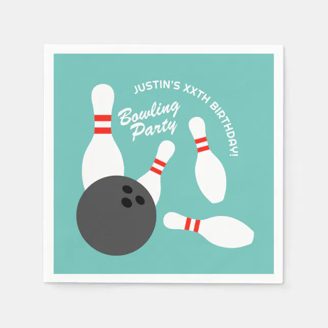 Fun bowling Birthday party theme paper napkins | Zazzle