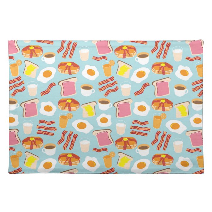 Fun Breakfast Food Illustrations Pattern Cloth Placemat | Zazzle.com