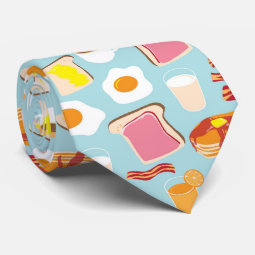 Fun Breakfast Food Illustrations Pattern Neck Tie | Zazzle