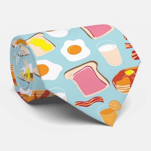 Fun Breakfast Food Illustrations Pattern Neck Tie | Zazzle