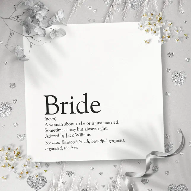 Fun Bride Definition, Bridal Shower Modern Napkins | Zazzle