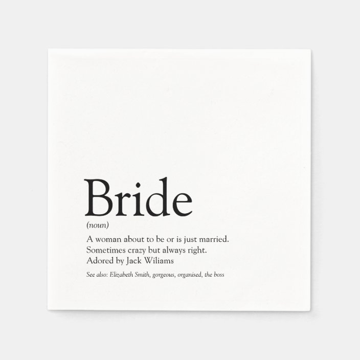 Fun Bride Definition, Bridal Shower Modern Napkins | Zazzle.com