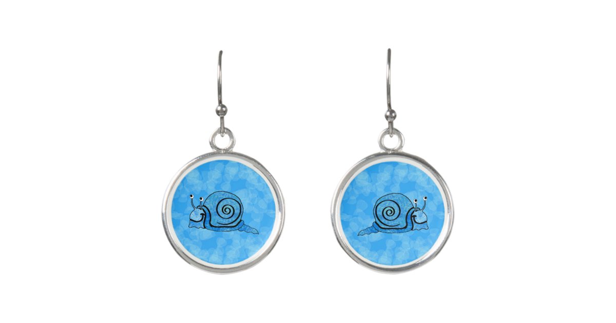 Fun Bright Aqua Blue Cartoon Type Snail Earrings | Zazzle