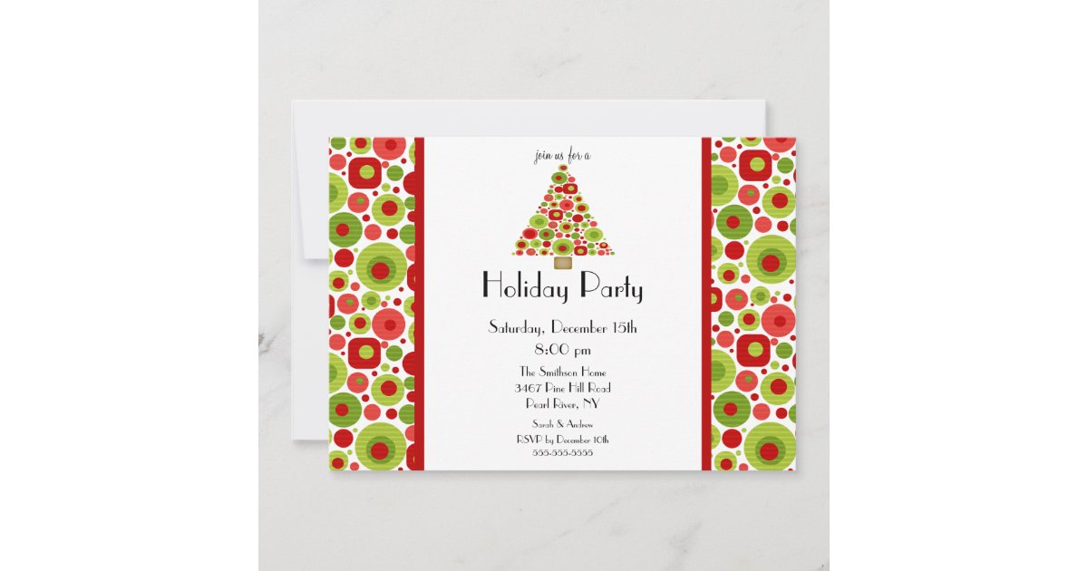 Fun Bright Christmas Tree Holiday Party Invitation | Zazzle