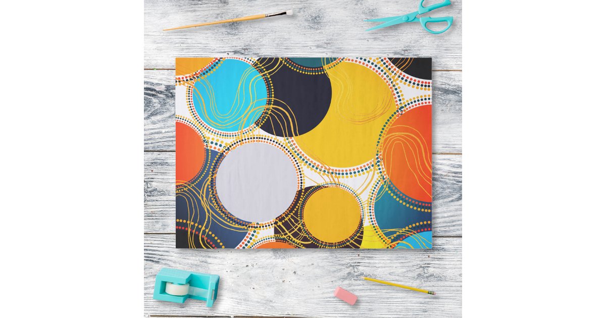 Fun Bright Colorful Retro Circle Abstract Tissue Paper | Zazzle