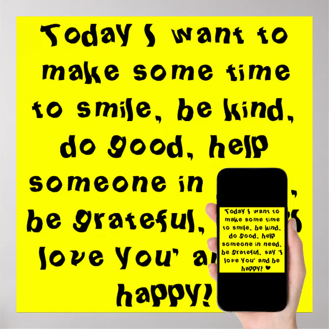 Fun Bright Yellow Motivational Quote Poster | Zazzle