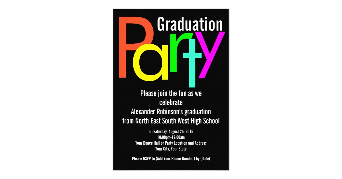Fun Brights Graduation Party Invitation | Zazzle.com