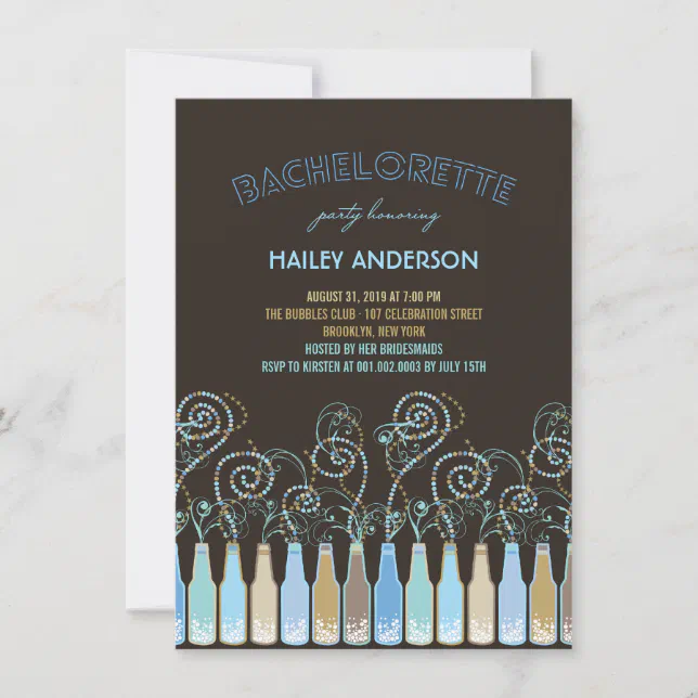 Fun Bubbly Celebrations Bachelorette Party Invite | Zazzle