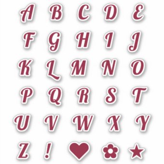 Fun Burgundy Alphabet Initial Monogram Letters Sticker | Zazzle