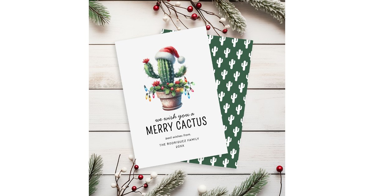 Fun Cactus Christmas Holiday Cards | Zazzle